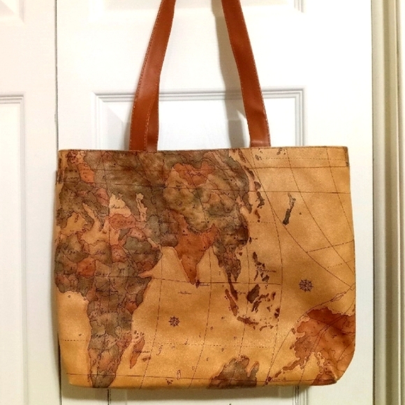 Bags | Vtg Rare Geography Map Bag | Poshmark